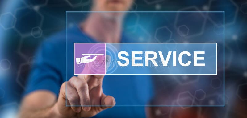 Man Touching a Customer Service Concept Stock Photo - Image of strategy ...