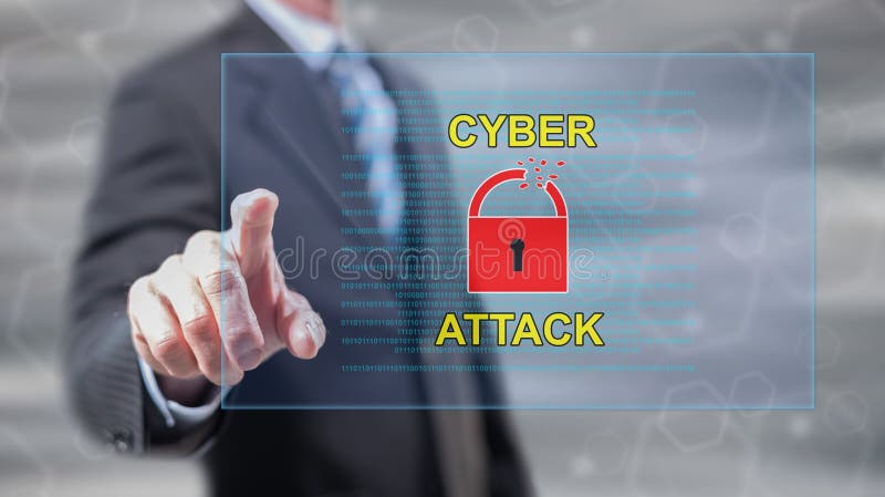 Man Touching a Cyber Attack Concept Stock Image - Image of attack ...