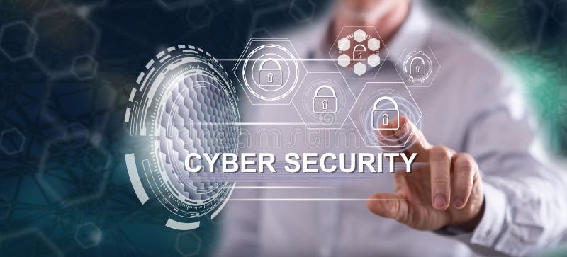 Man Touching a Cyber Security Concept Stock Image - Image of tech ...