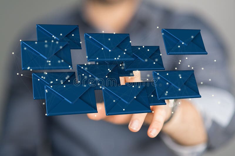 Man Touching 3D Rendered Communication Signs Stock Photo - Image of ...