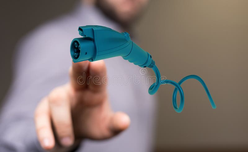 Man Touching 3D Rendered Power Cable Pump Plug Signs Stock Image ...