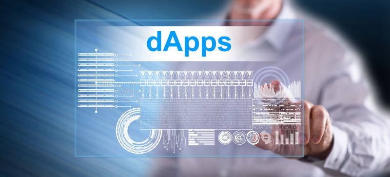 Man Touching a Dapps Concept Stock Image - Image of person, design ...