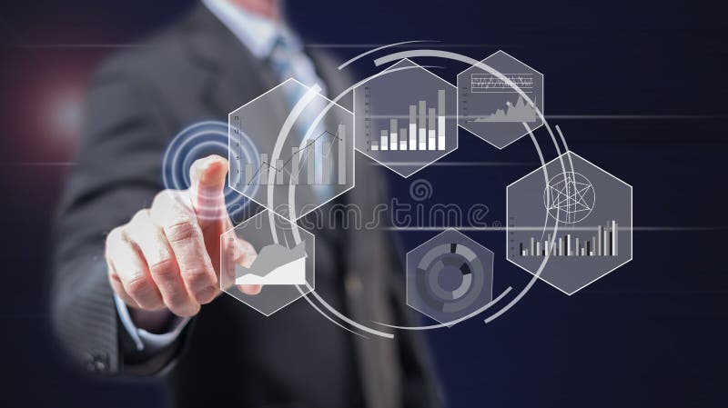 Man Touching a Data Protection Concept Stock Image - Image of access ...