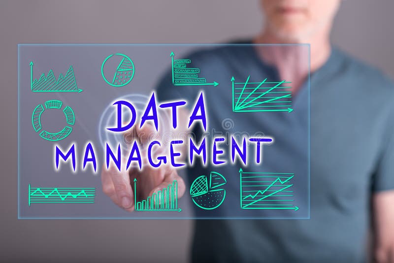 Man Touching a Data Management Concept Stock Image - Image of person ...
