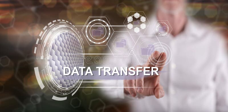 Man Touching a Data Transfer Concept Stock Image - Image of sharing ...