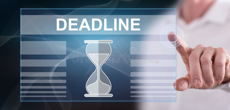 Man Touching a Deadline Concept Stock Photo - Image of sand, hourglass ...