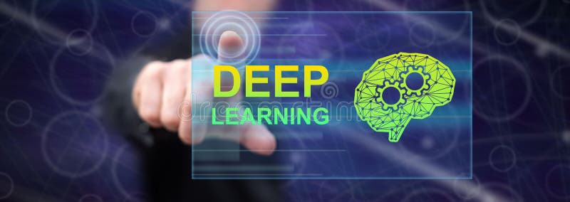 Man Touching a Deep Learning Concept Stock Image - Image of ...