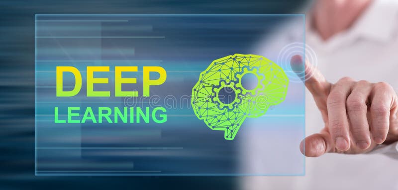 Man Touching a Deep Learning Concept Stock Image - Image of symbol ...
