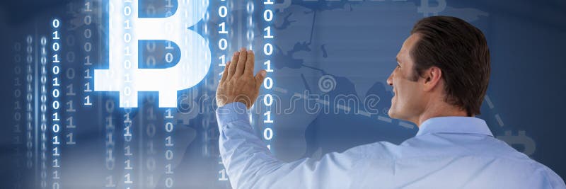 Man Touching Digit Interface Stock Illustration - Illustration of ...