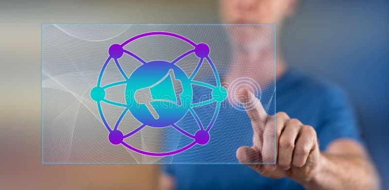 Man Touching a Digital Advertising Concept Stock Image - Image of ...