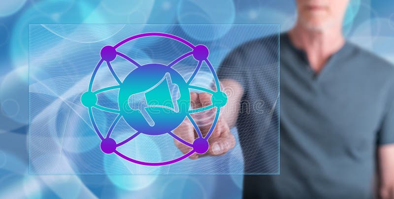 Man Touching a Digital Advertising Concept Stock Image - Image of ...