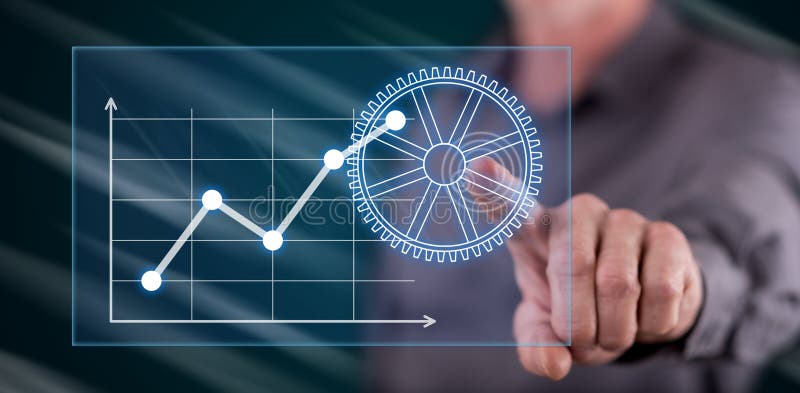 Man Touching a Digital Business Analysis Concept Stock Photo - Image of ...