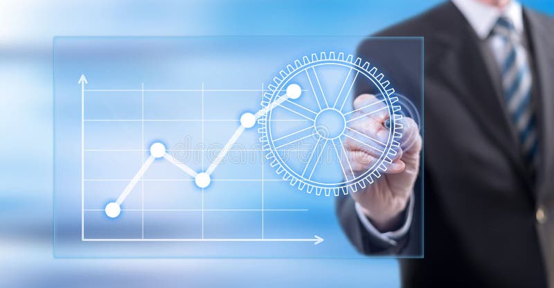 Man Touching a Digital Business Analysis Concept Stock Photo - Image of ...