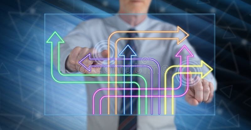 Man Touching a Digital Decision Concept Stock Photo - Image of arrow ...