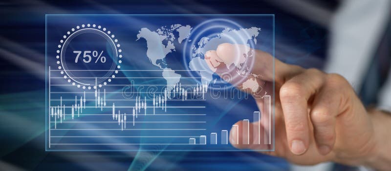 Man Touching a Digital Graph Stock Image - Image of tech, business ...