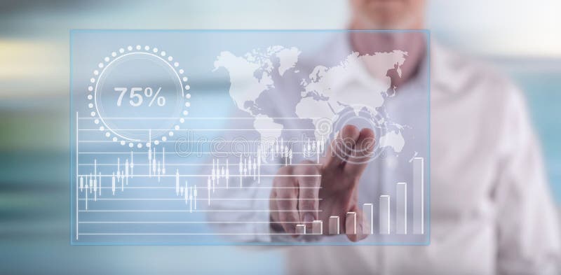 Man Touching a Digital Graph on a Touch Screen Stock Photo - Image of ...