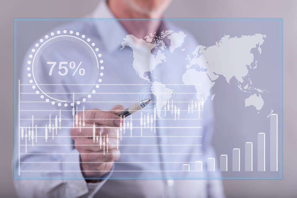 Man Touching a Digital Graph on a Touch Screen Stock Photo - Image of ...