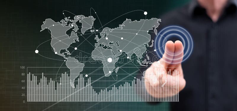Man Touching a Digital Marketing Statistics Concept Stock Illustration ... Man Touching a Digital Marketing Statistics Concept Stock Illustration ...