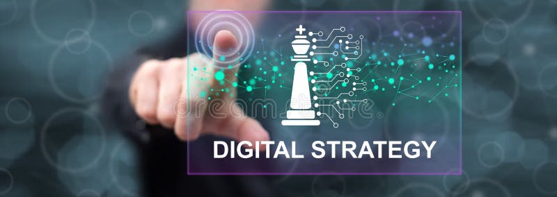 Man Touching a Digital Strategy Concept Stock Illustration ...