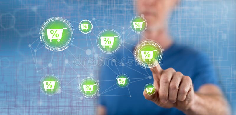 Man Touching a Discount Concept Stock Photo - Image of commerce, finger ...