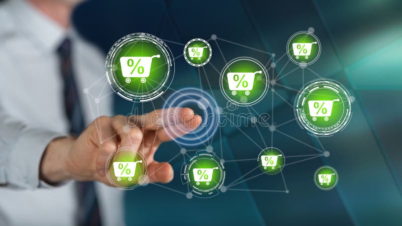Man Touching a Discount Concept Stock Photo - Image of commerce, finger ...