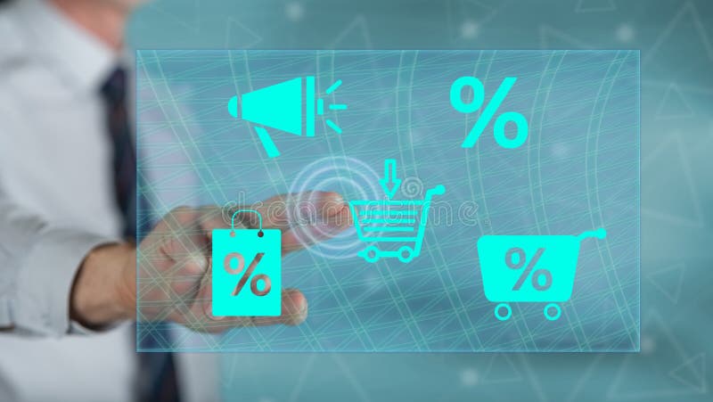 Man Touching a Discount Concept Stock Photo - Image of commerce, finger ...