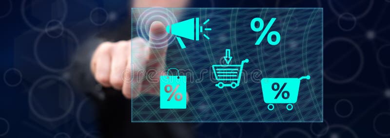 Man Touching a Discount Concept Stock Photo - Image of person, special ...