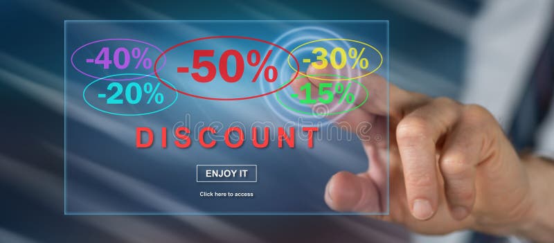 Man Touching a Discount Concept Stock Image - Image of shopping ...