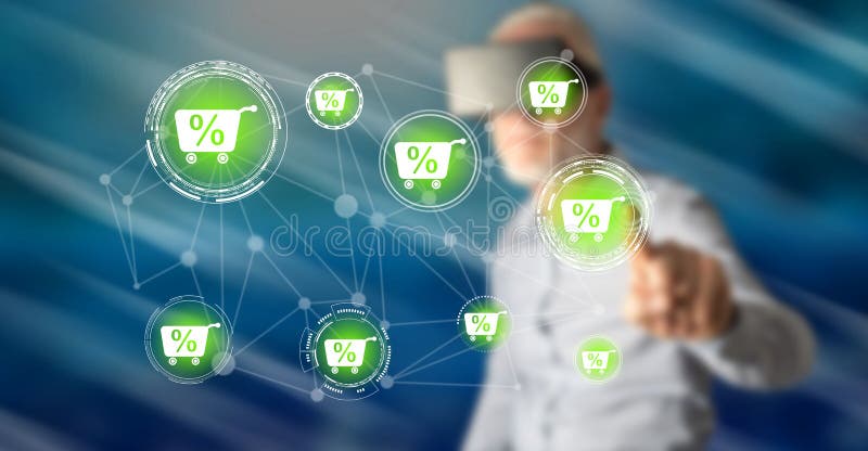 Man Touching a Discount Concept Stock Photo - Image of commerce, finger ...