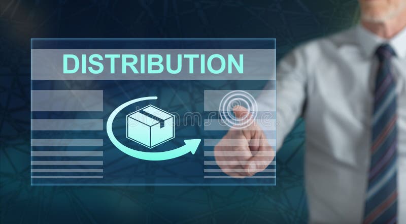 Man Touching a Distribution Concept Stock Photo - Image of courier ...