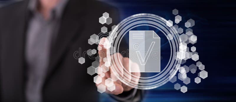 Man Touching a Document Validation Concept Stock Photo - Image of ...
