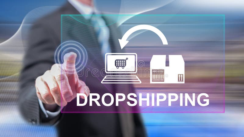 Man Touching a Dropshipping Concept Stock Photo - Image of customer ...