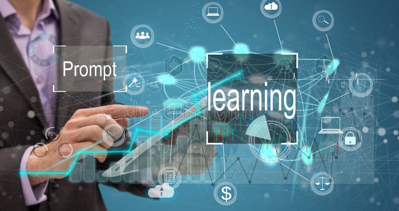 Man Touching an E-learning Concept on a Touch Screen with His Fingers ...