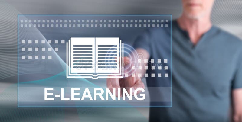 Man Touching an E-learning Concept Stock Image - Image of knowledge ...