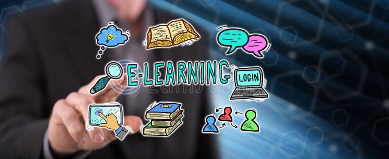 E-learning Concept on Different Devices Stock Illustration ...