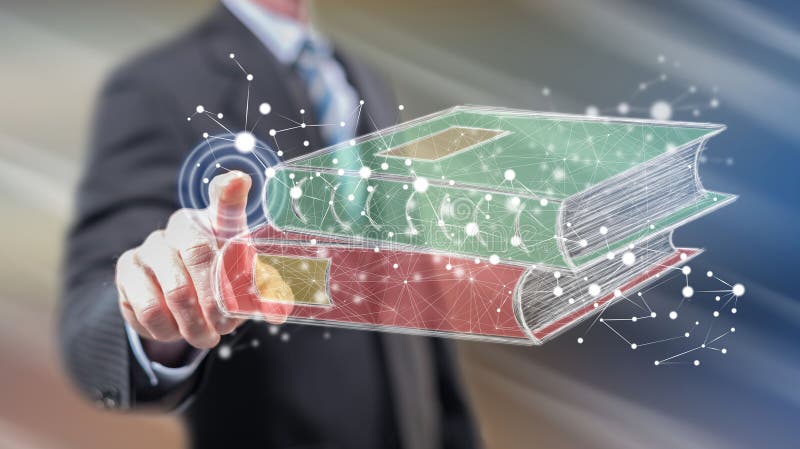 Man Touching an E-learning Concept Stock Photo - Image of communication ...