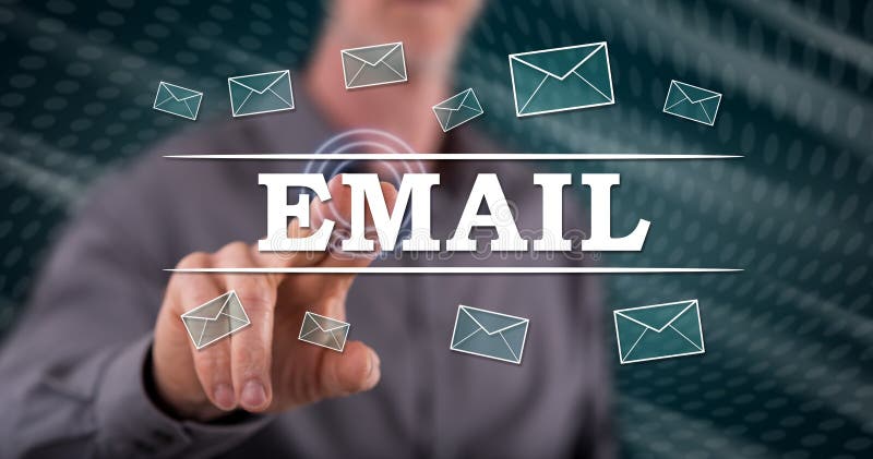 Man Touching an E-mail Concept Stock Illustration - Illustration of ...