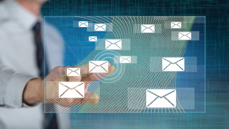 Man Touching an Email Concept Stock Image - Image of email, screen ...
