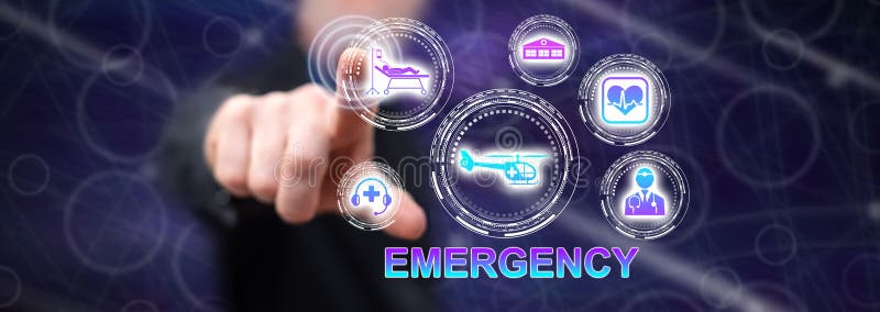 Man Touching an Emergency Concept Stock Illustration - Illustration of ...