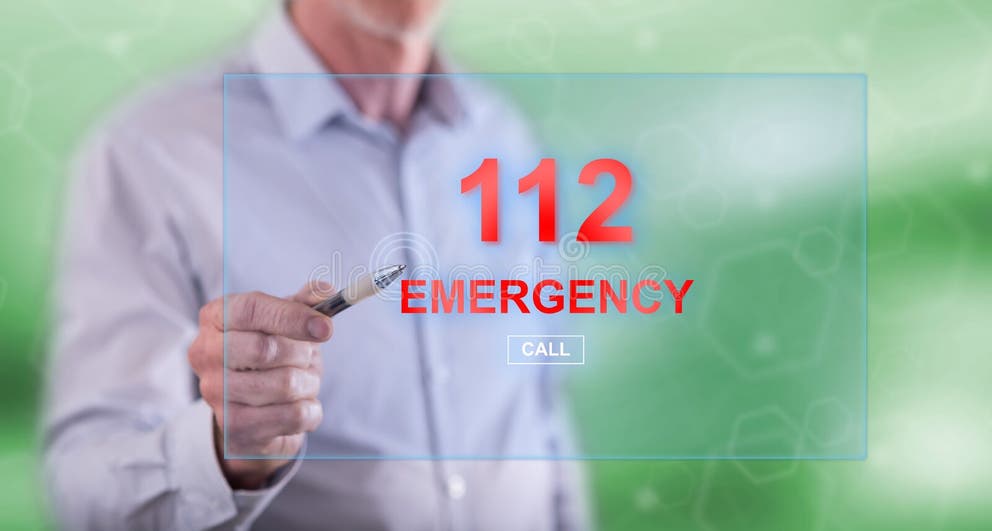 Man Touching an Emergency Concept Stock Image - Image of phone, help ...