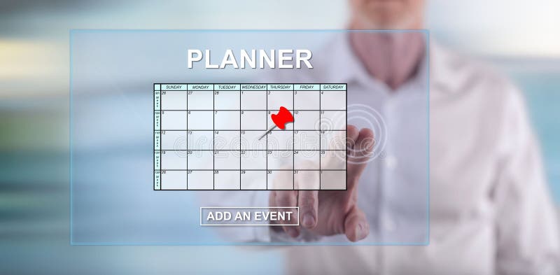 Man Touching an Event Adding on Planner Concept on a Touch Screen Stock ...