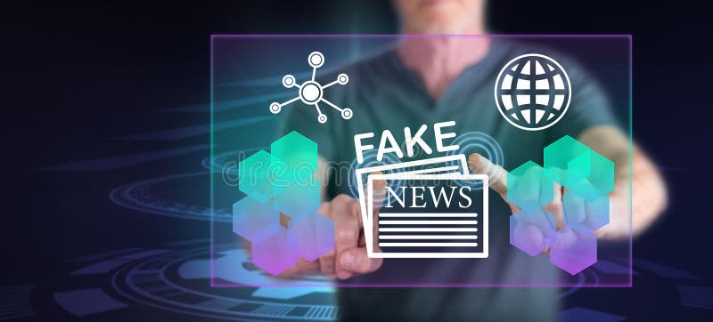 Man Touching a Fake News Concept Stock Photo - Image of disinformation ...