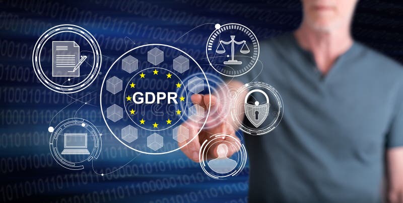 Man Touching a Gdpr Concept Stock Illustration - Illustration of ...