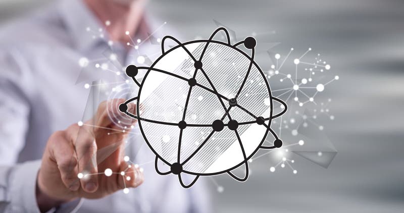 Man Touching a Global Network Concept Stock Image - Image of globe ... Man Touching a Global Network Concept Stock Image - Image of globe ...