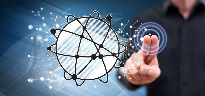 Man Touching a Global Network Concept Stock Image - Image of ... Man Touching a Global Network Concept Stock Image - Image of ...