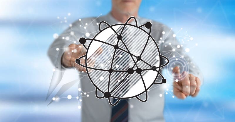 Man Touching a Global Network Concept Stock Photo - Image of symbol ... Man Touching a Global Network Concept Stock Photo - Image of symbol ...