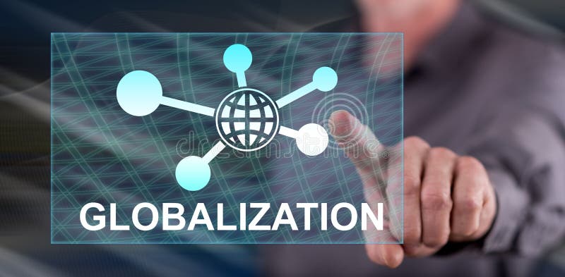 Man Touching a Globalization Concept Stock Image - Image of network ...