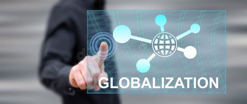 Man Touching a Globalization Concept Stock Image - Image of person ...