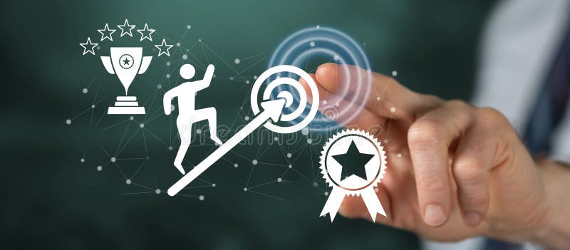 Man Touching a Goals Concept Stock Photo - Image of success, direction ...