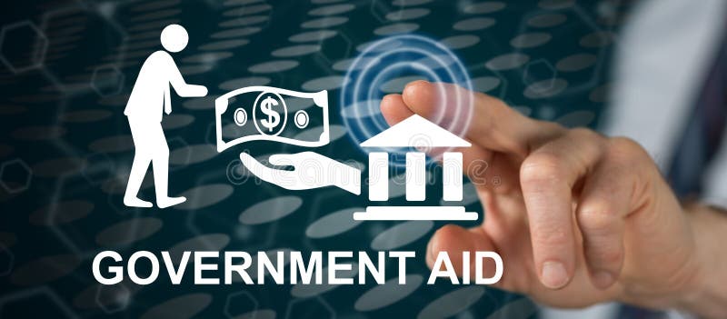 Man Touching a Government Aid Concept Stock Image - Image of cash ...